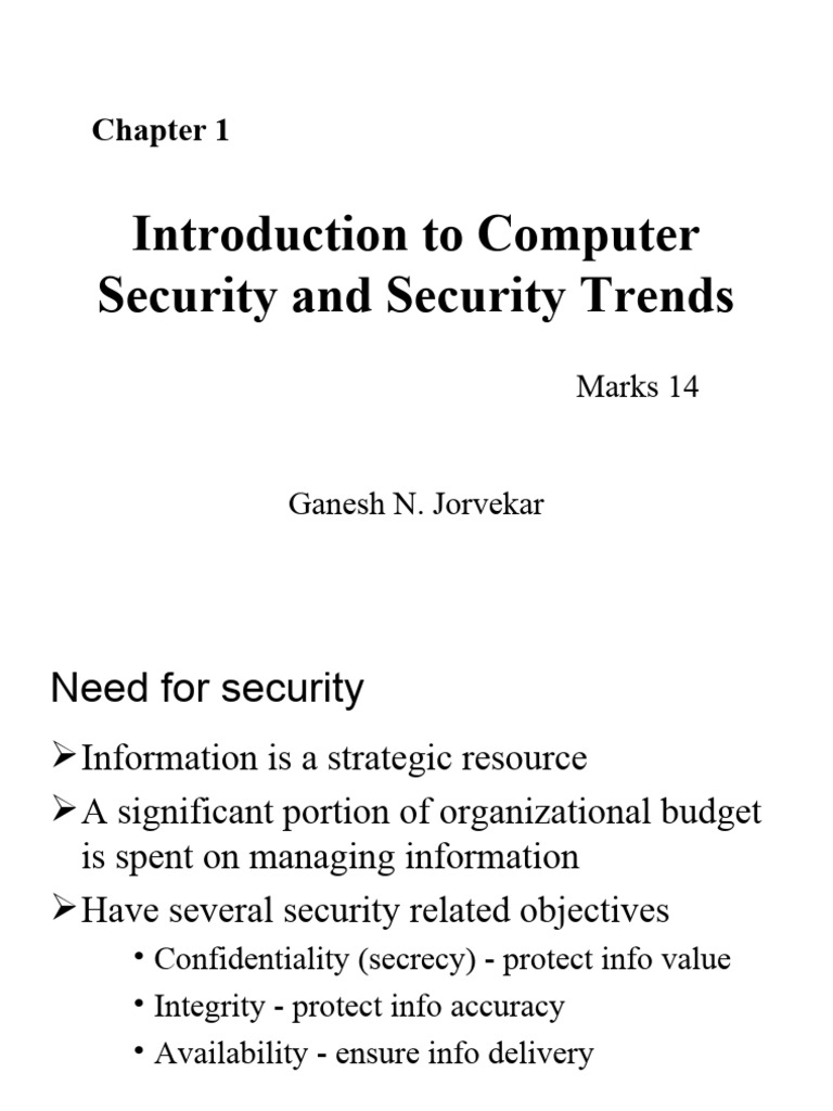 Chapter 1 Introduction To Computer Security and Security Trends | PDF | Computer Virus | Denial ...