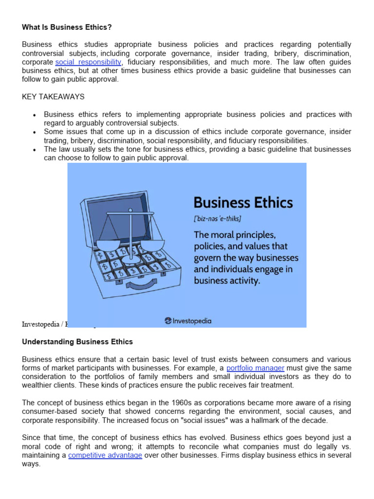 What Is Business Ethics | PDF | Entrepreneurship | Business Ethics