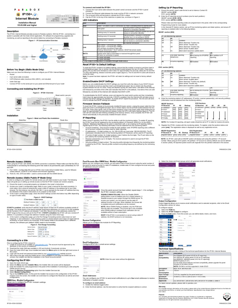 IP150+ Installation Manual | PDF | Port (Computer Networking) | Router (Computing)
