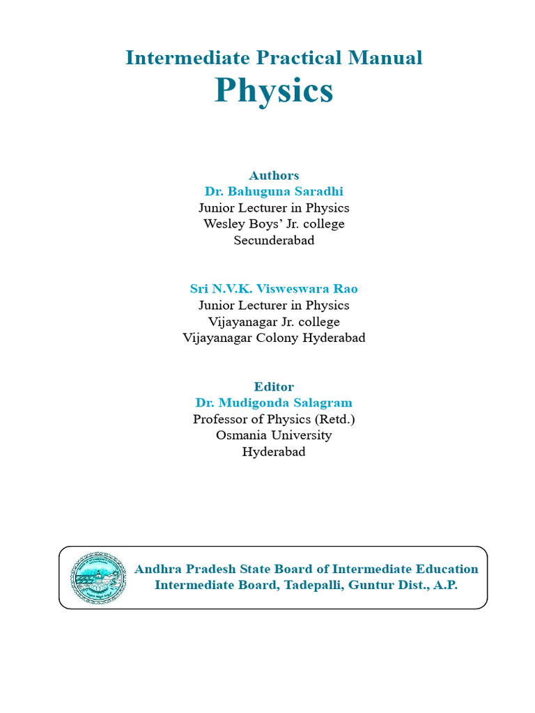 Physics: Intermediate Practical Manual | PDF | Weighing Scale | Pendulum