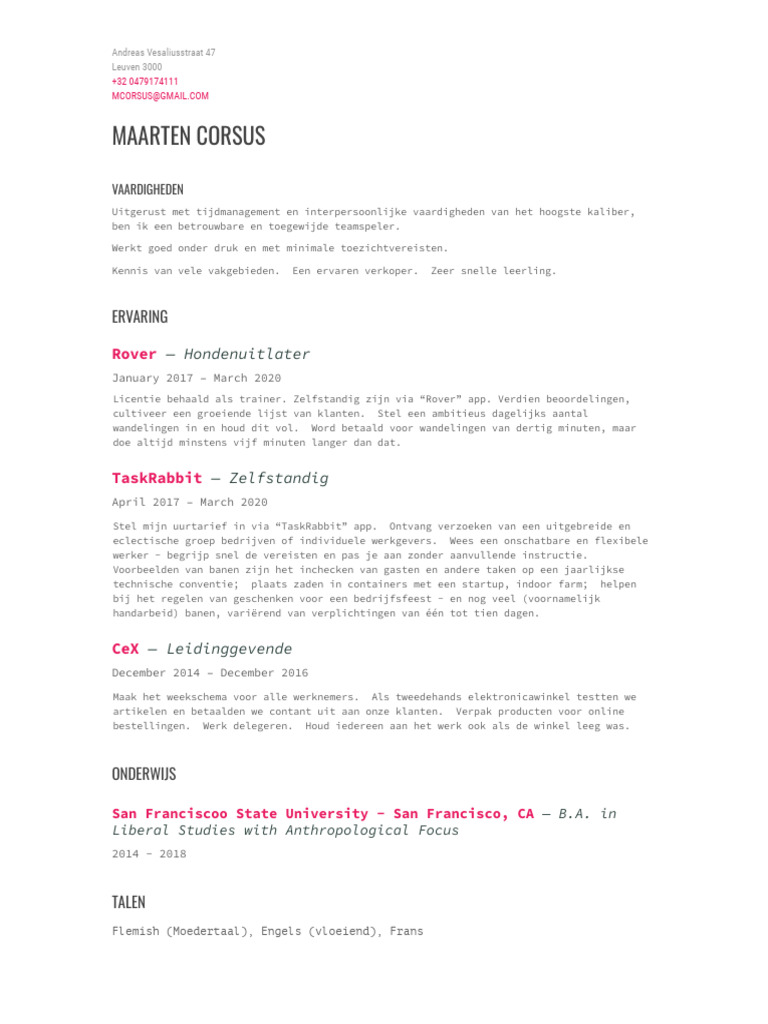 Maarten Corsus CV PDF | PDF