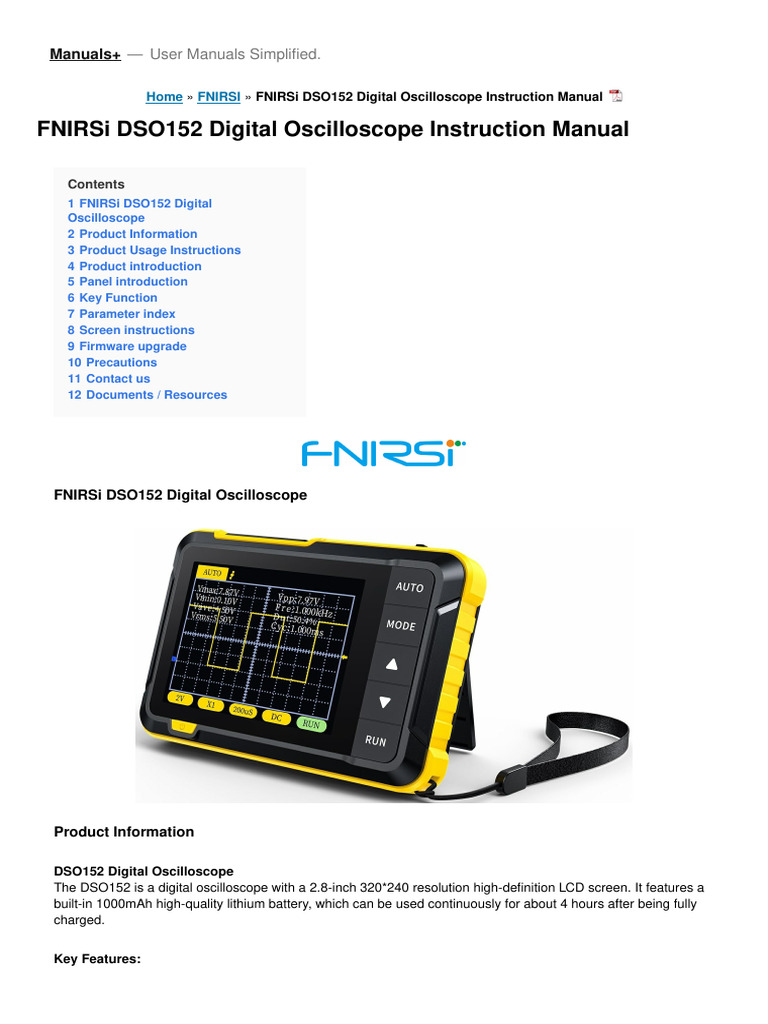 Dso152 Digital Oscilloscope Manual | PDF | Electronics | Electrical ...
