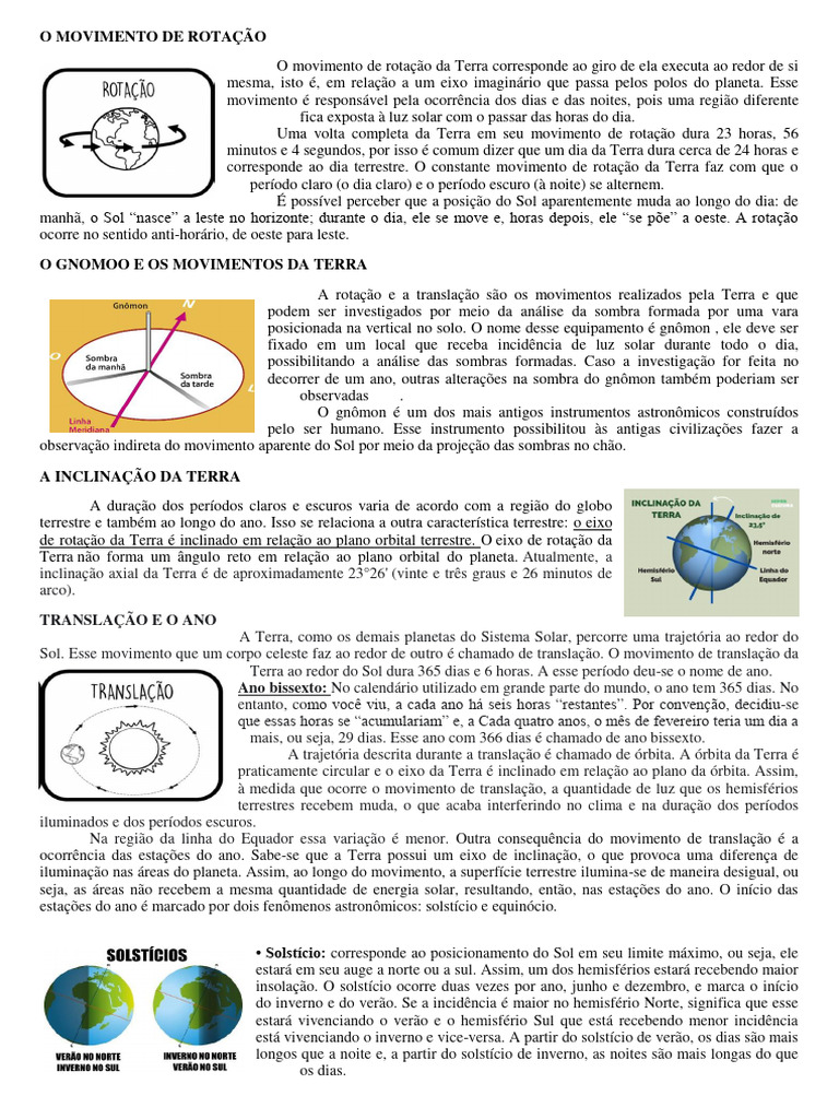 O Formato e Os Movimentos Da Terra | PDF | Terra | Primavera