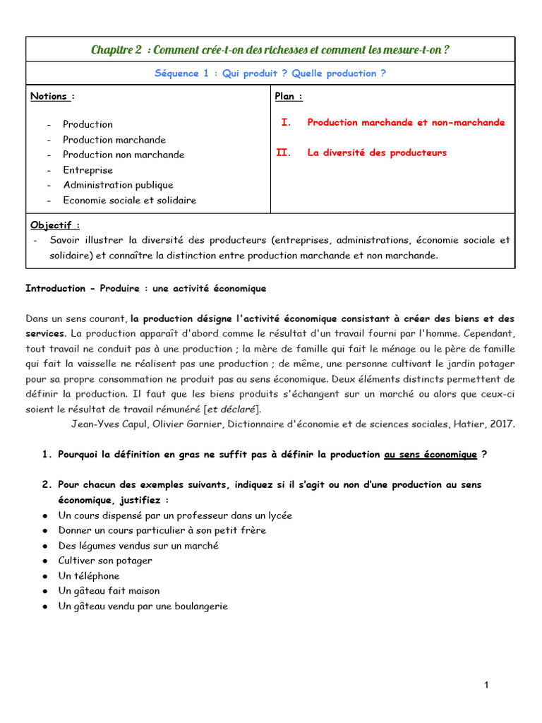 Production marchande vs non marchande | PDF | Business | France