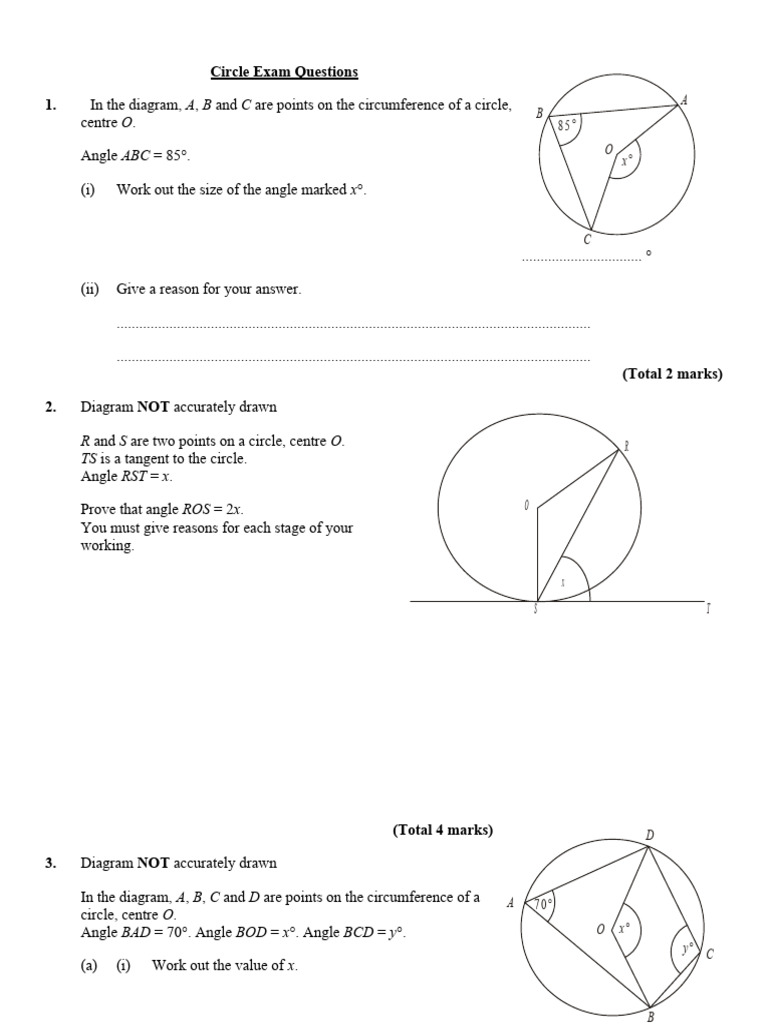Circles Worksheet 2 | PDF | Circle | Angle
