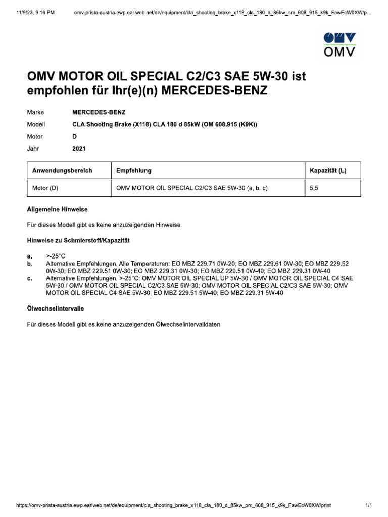 Engine Oil Recommendation | PDF
