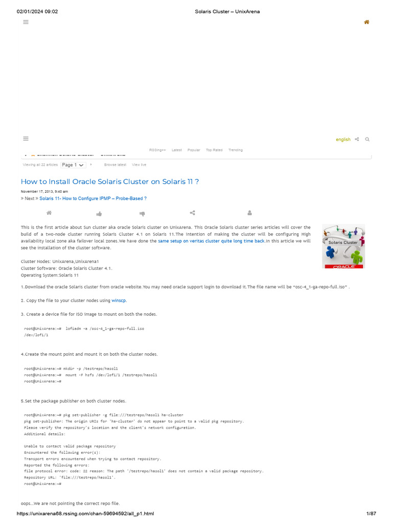 Solaris Cluster Unixarena Pdf Computer Cluster Database Index 