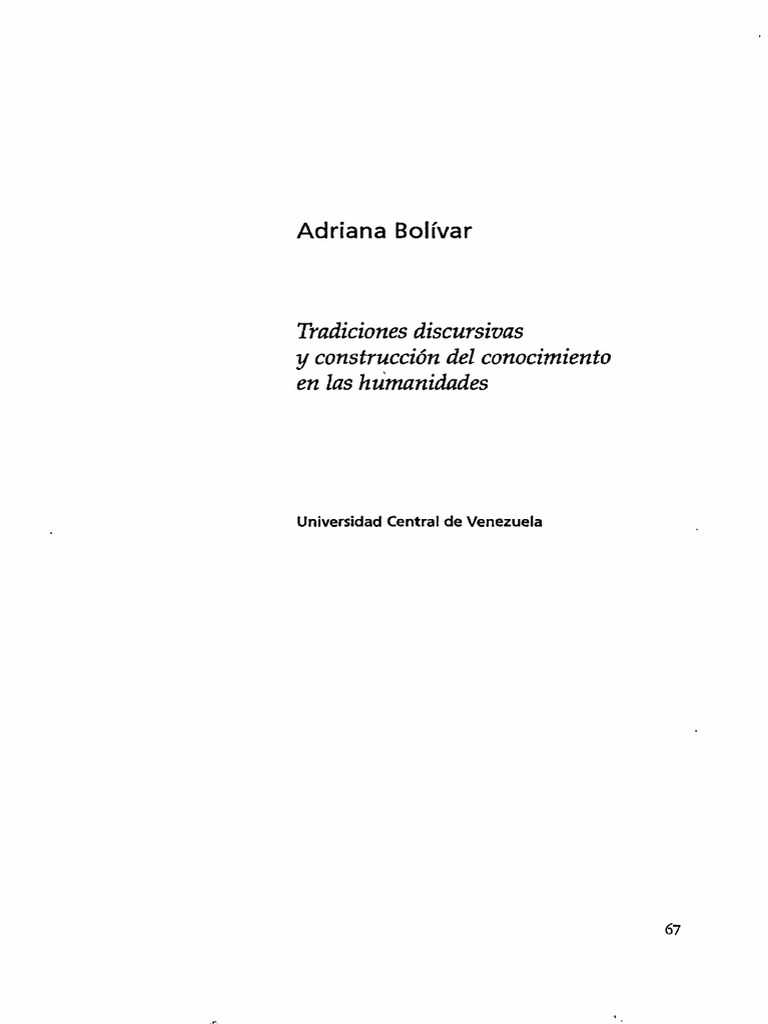 Adriana Bolívar Tradiciones Discursivas y Construcción de Conocimiento | PDF