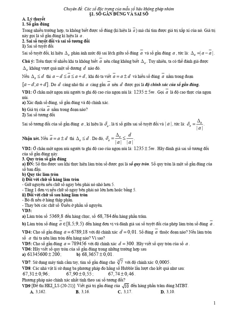 Bai 1 - So Gan Dung Va Sai So | PDF