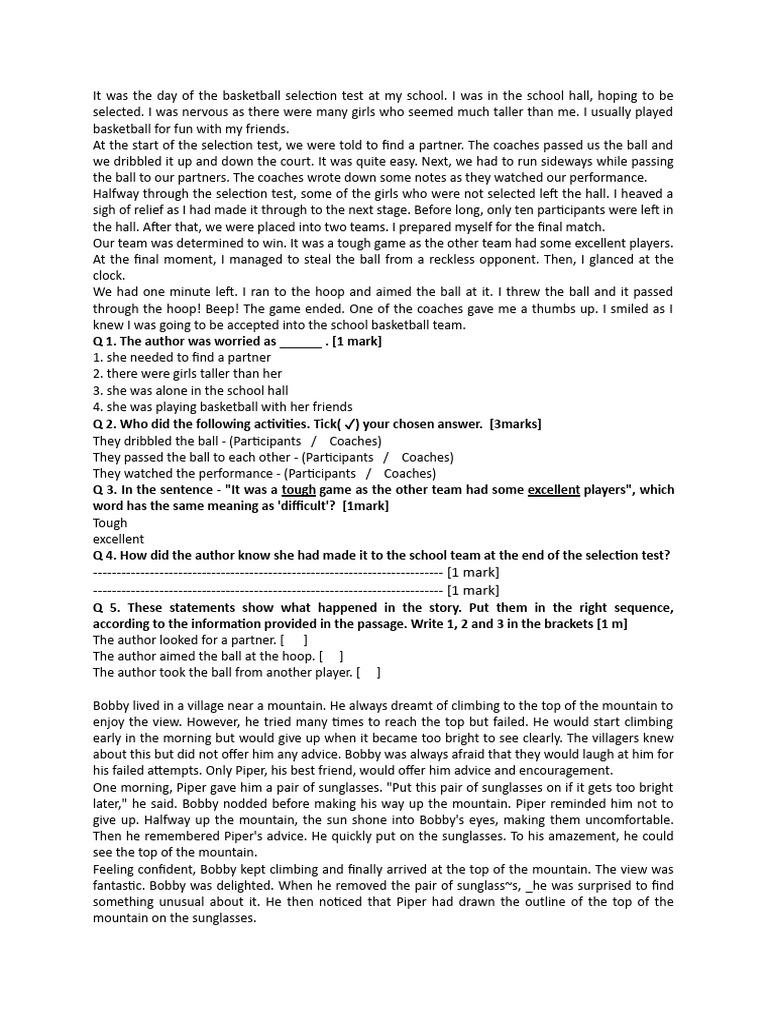 Unseen Passage Practice 2 | PDF