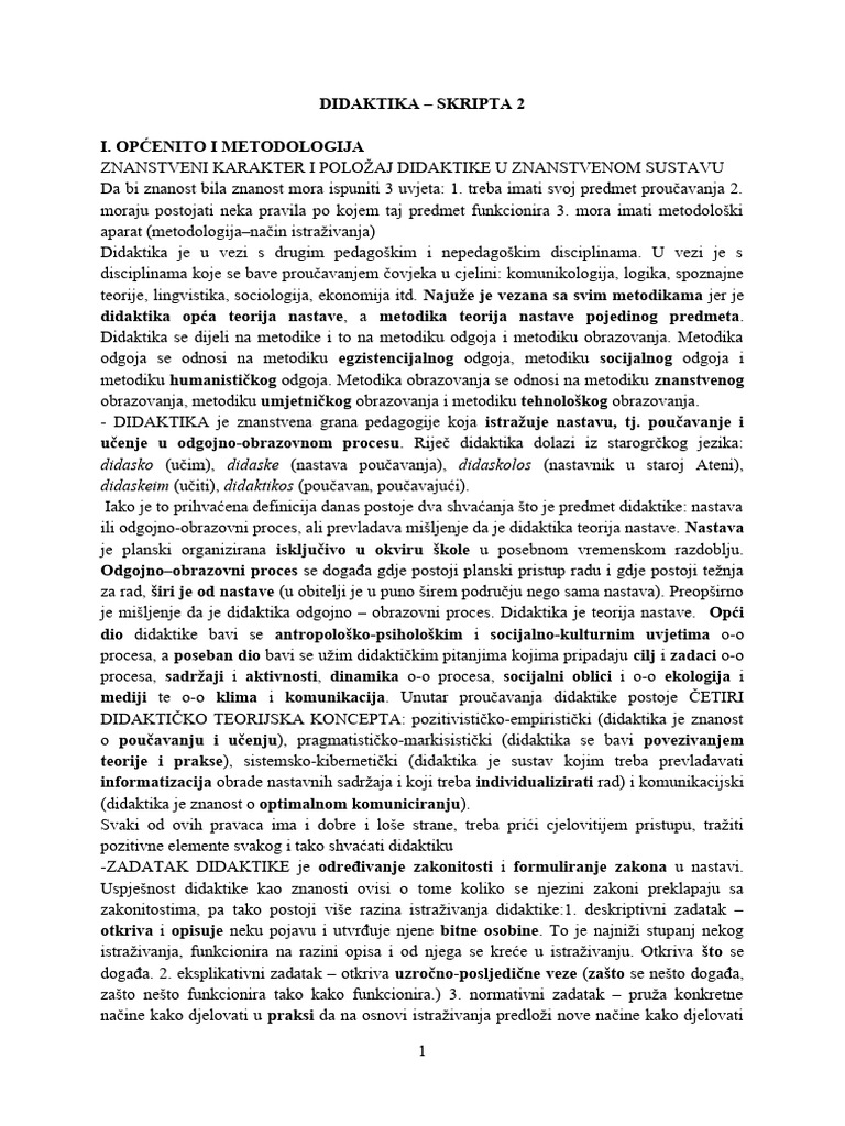 DIDAKTIKA - Skripta 2 | PDF