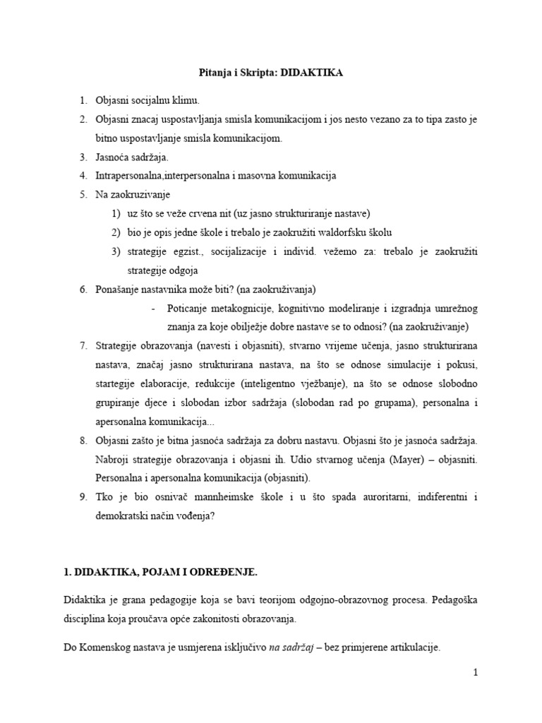 DIDAKTIKA - Skripta 3 | PDF