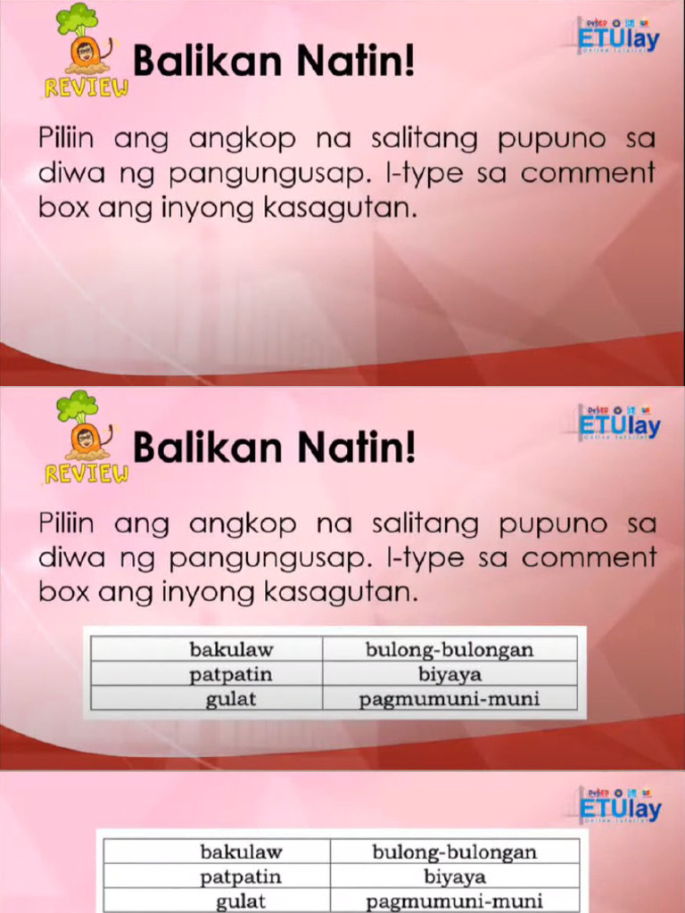 PAGBIBIGAY KAHULUGAN NG MGA SALITA | PDF PAGBIBIGAY KAHULUGAN NG MGA SALITA | PDF