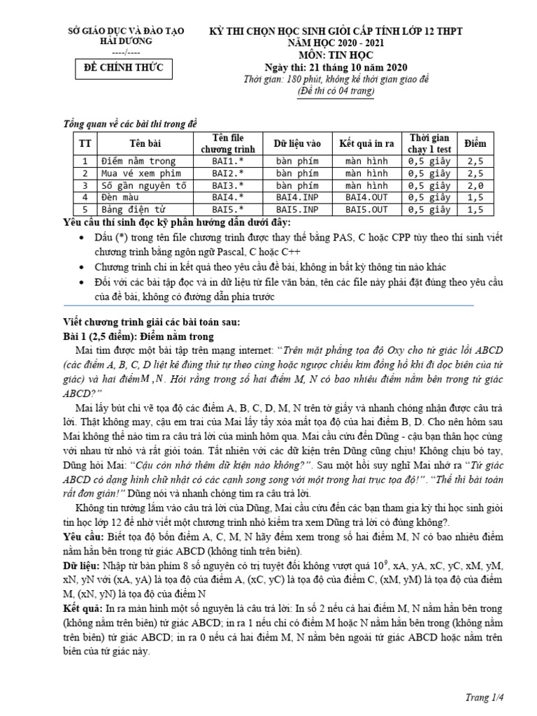 De HSG Tin 12 Nam 2020-2021 | PDF