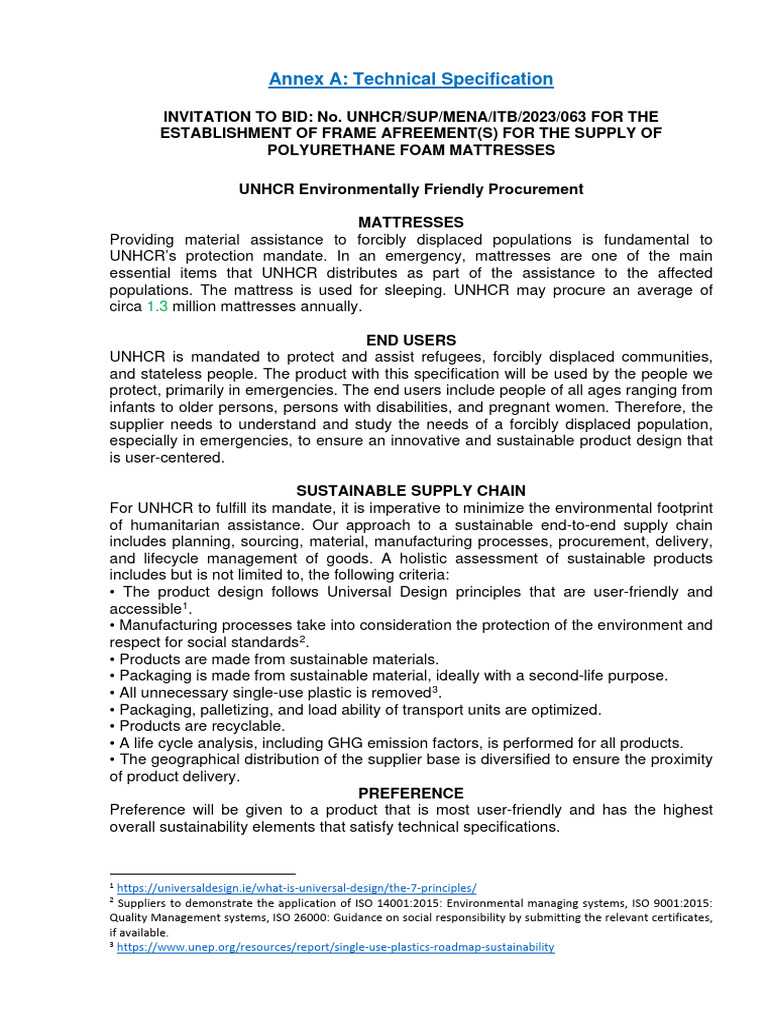 Annex a Technical Specification Revised | PDF | Packaging And Labeling | Polyurethane