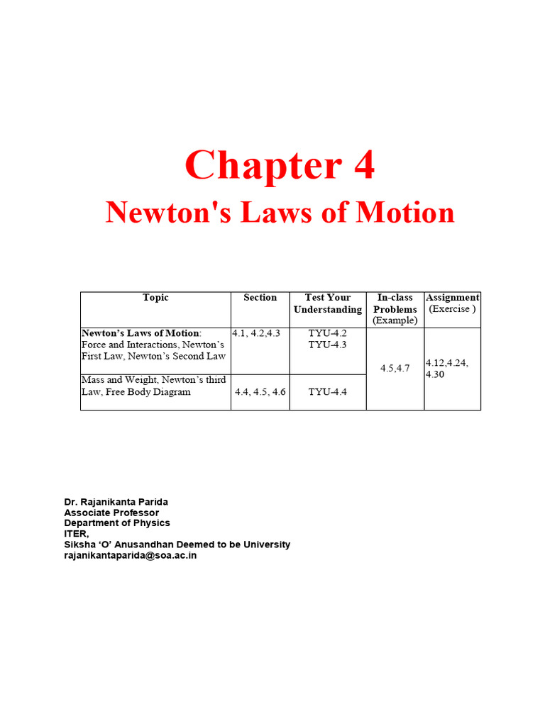 Chapter 4 Newton's Laws of Motion | PDF | Force | Newton's Laws Of Motion Chapter 4 Newton's Laws of Motion | PDF | Force | Newton's Laws Of Motion