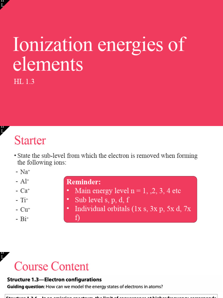 HL_1.3_Ionization_energies_of_elements | PDF | Ionization | Atoms
