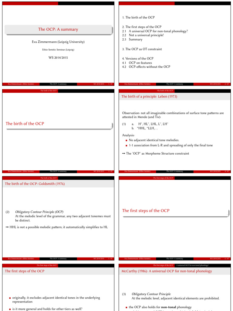 Zimmermann_OCP_Slides | PDF | Linguistics | Philology