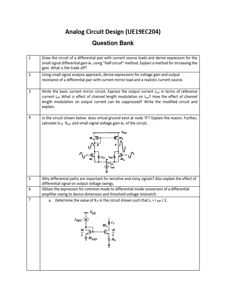 Question Bank - 20200813205900 | PDF | Analog Circuits | Electronic Engineering