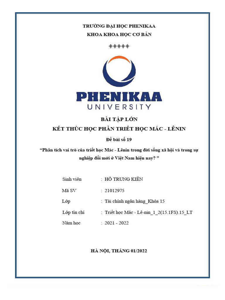 Phan Tich Vai Tro Cua Triet Hoc Mac Lenin Len Doi Song Xa Hoi ...