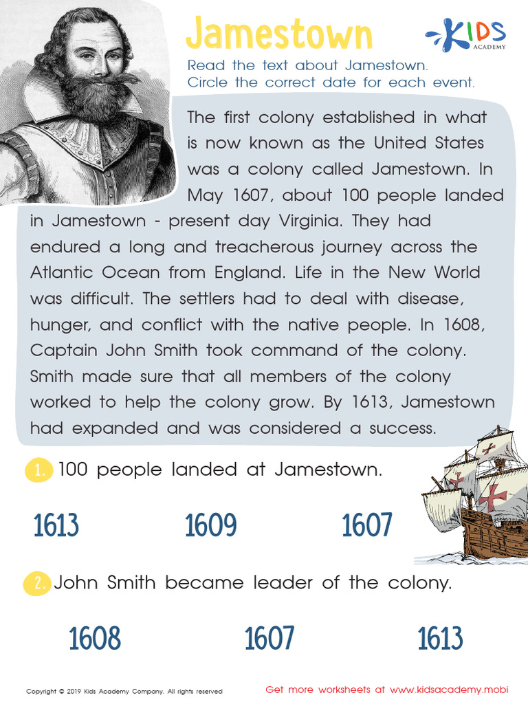 Jamestown Colony Worksheet | PDF