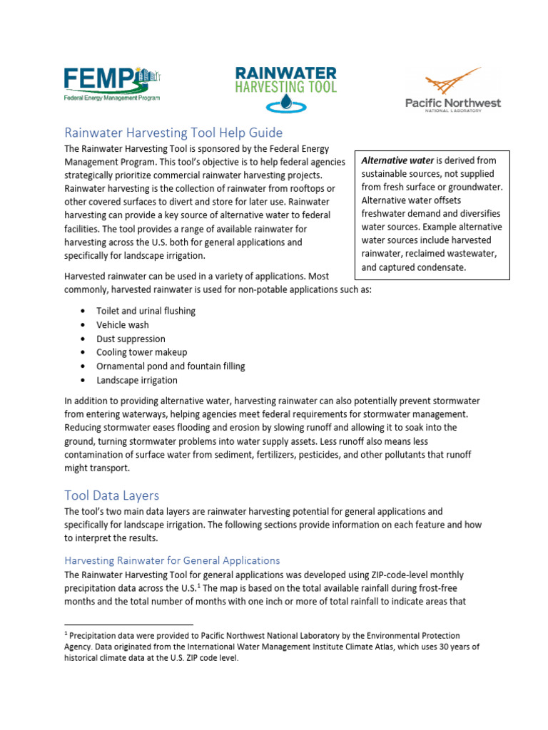 Rainwater Harvesting Tool Guide | PDF