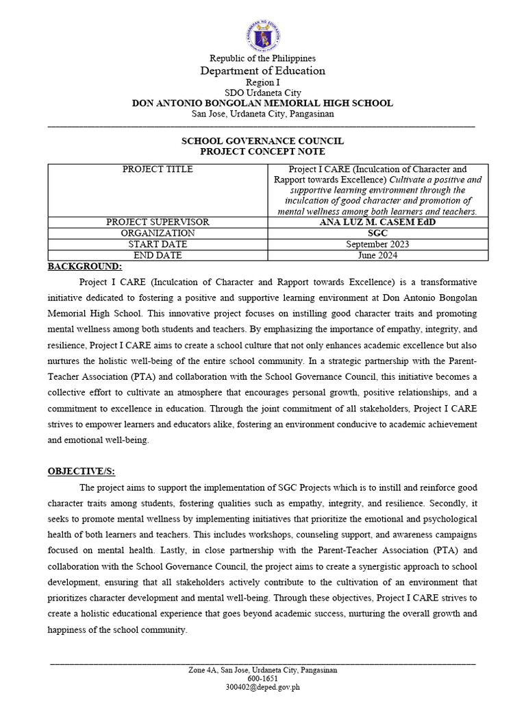 SGC Concept Note | PDF | Psychological Resilience | Mental Health