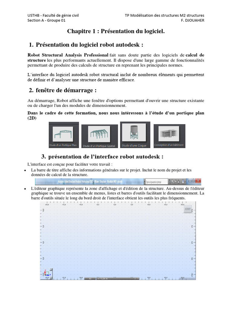 Chapite 1 - Présentation Du Logiciel Robot Autodesk | PDF | Interface ...