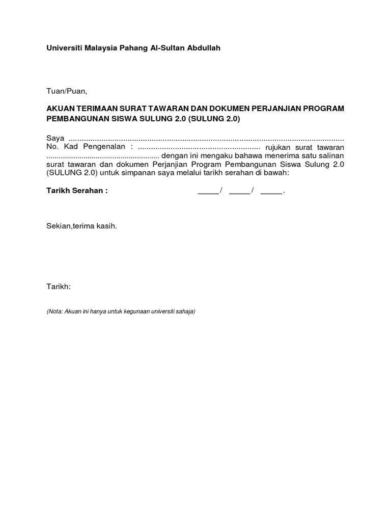 (Item No7) Akuan Terimaan Surat Tawaran Dan Dokumen Perjanjian | PDF