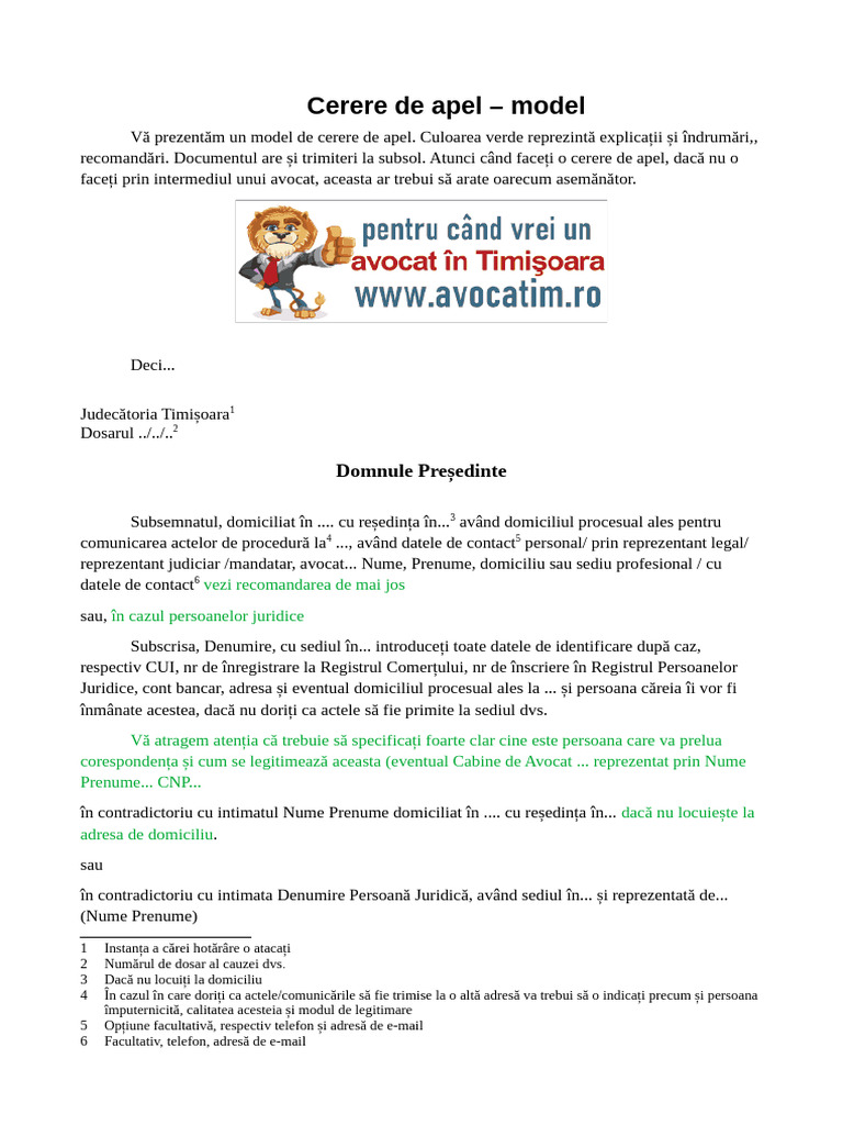 Model Cerere de Apel | PDF
