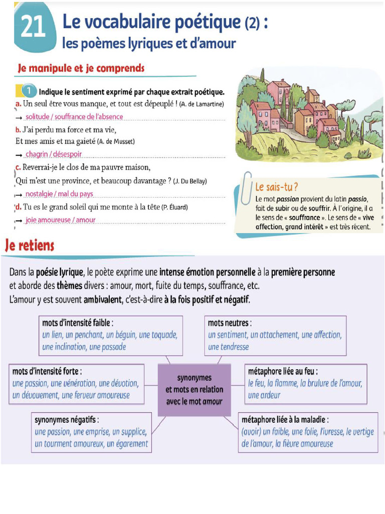 Vocabulaire theme de l'Amour (corrige) | PDF