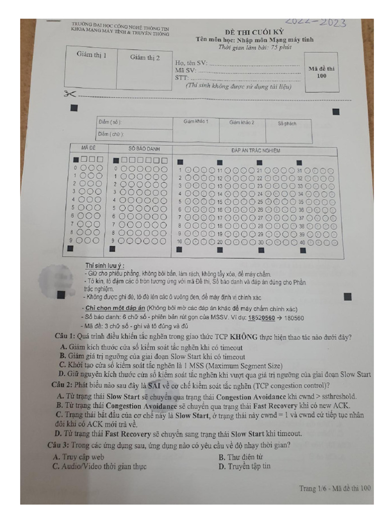 De Thi CK - 2022-2023 | PDF