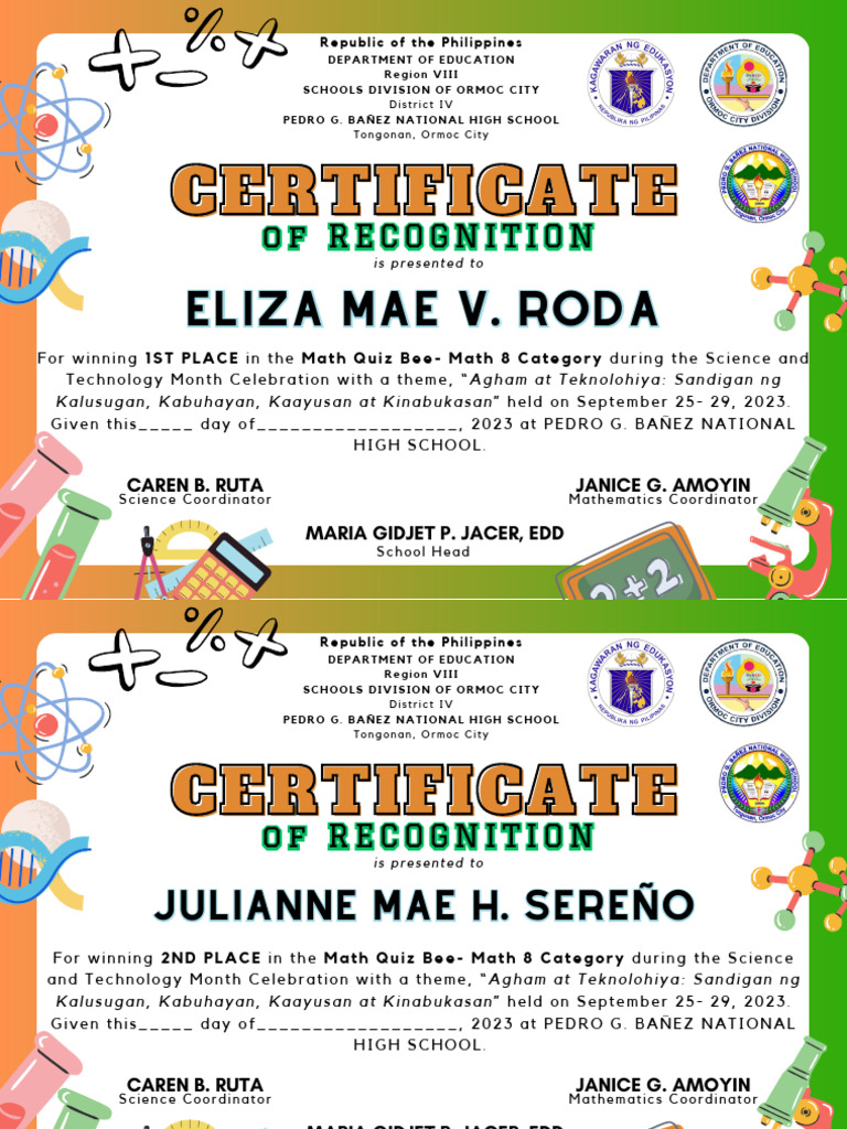 Sci-Tech Month Certificate 2 | PDF