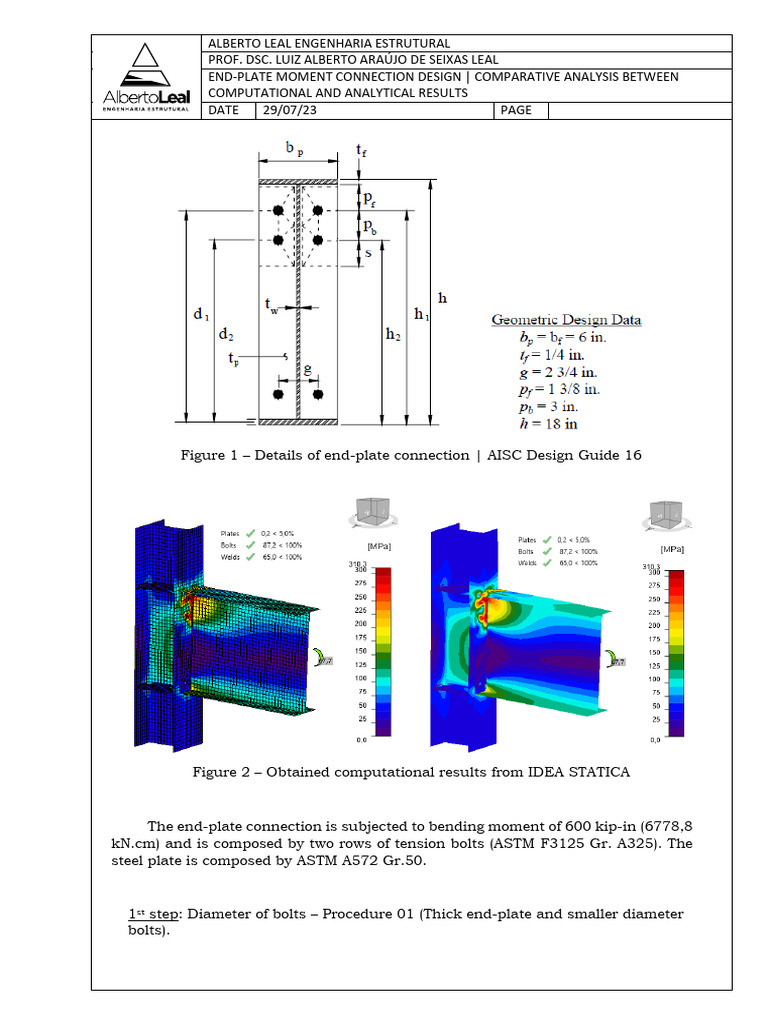 End-Plate Connection Design Analysis | PDF | Civil Engineering ...