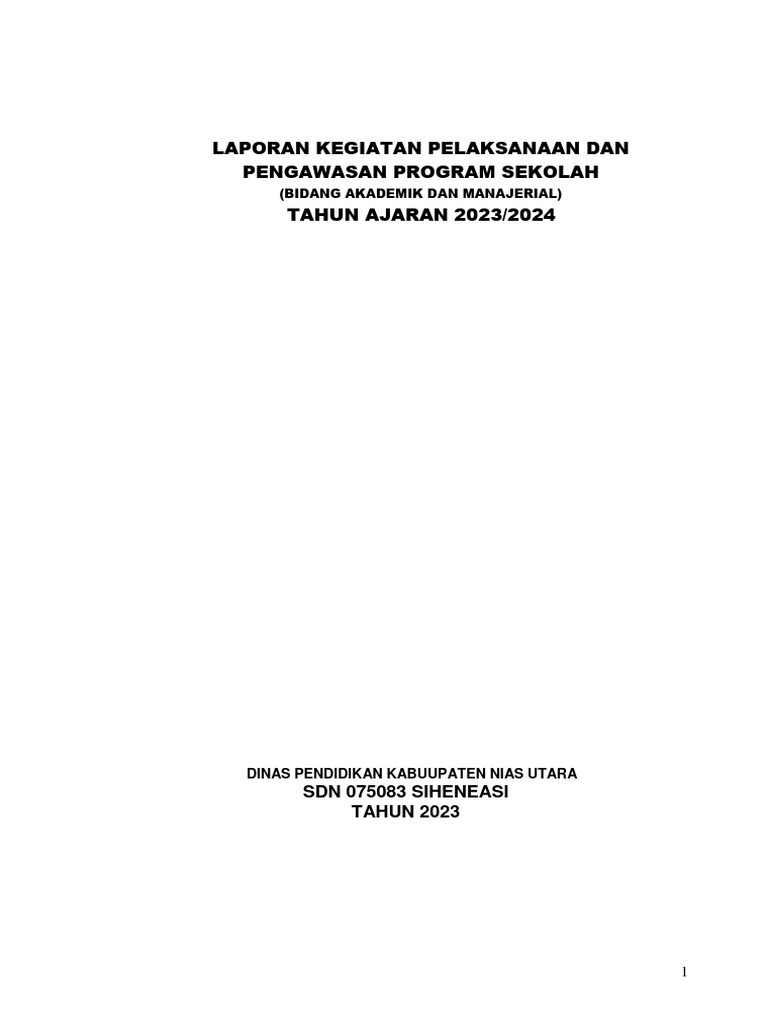 Laporan Pelaksanaan Tupoksi Kepala Sekolah PDF