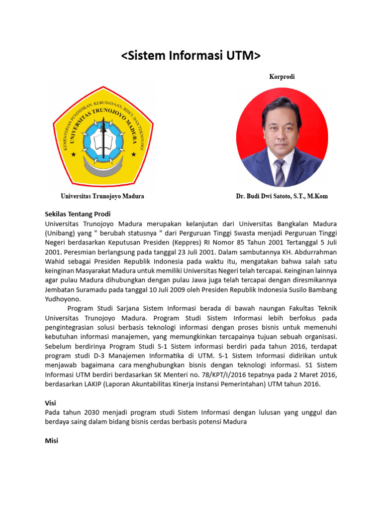 Sistem Informasi UTM 1 | PDF