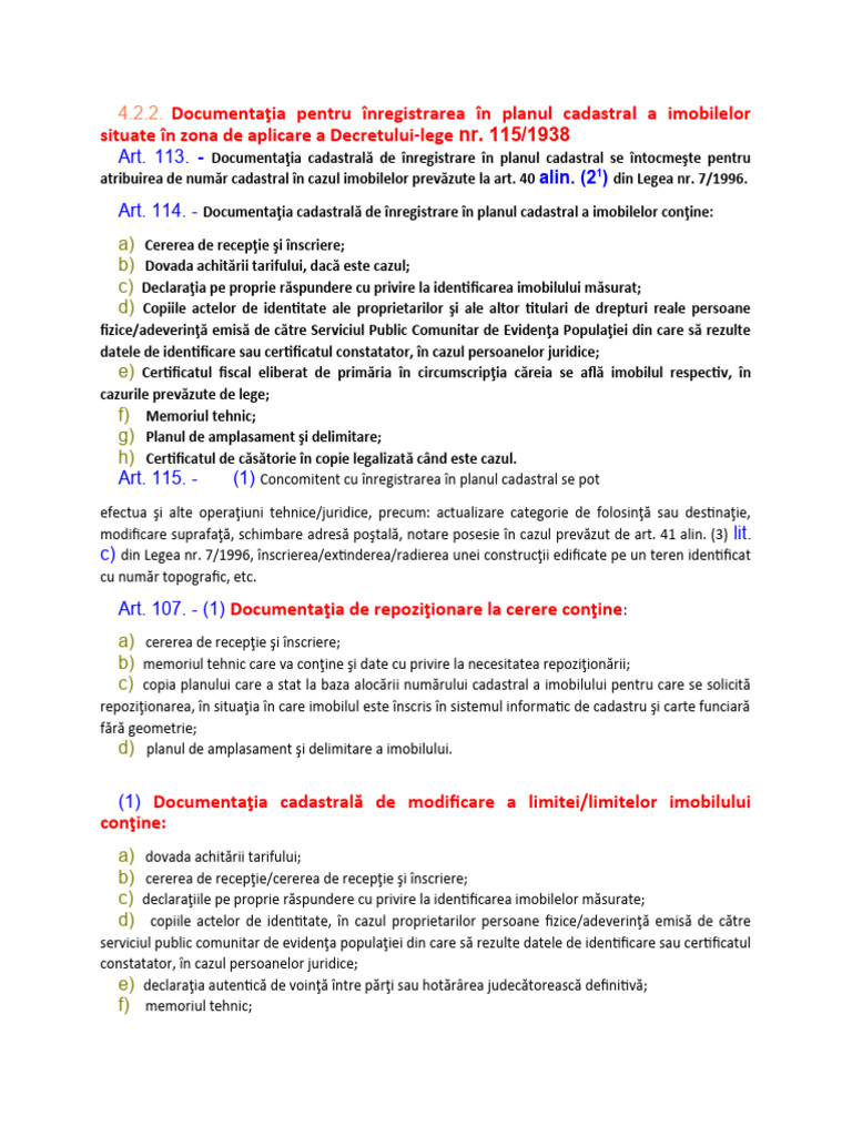 Documentaţia Pentru Înregistrarea În Planul Cadastral A Imobilelor ...