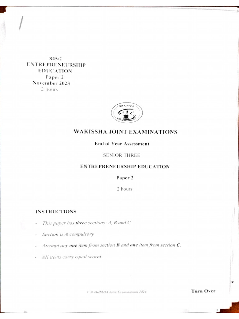 CBC Wakisha P2 Ent 2023 | PDF