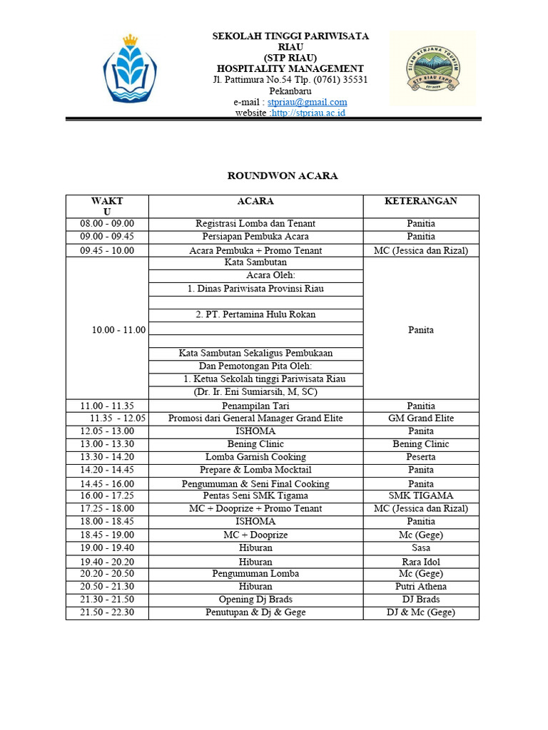 Acara Lomba di STP Riau 2023 | PDF