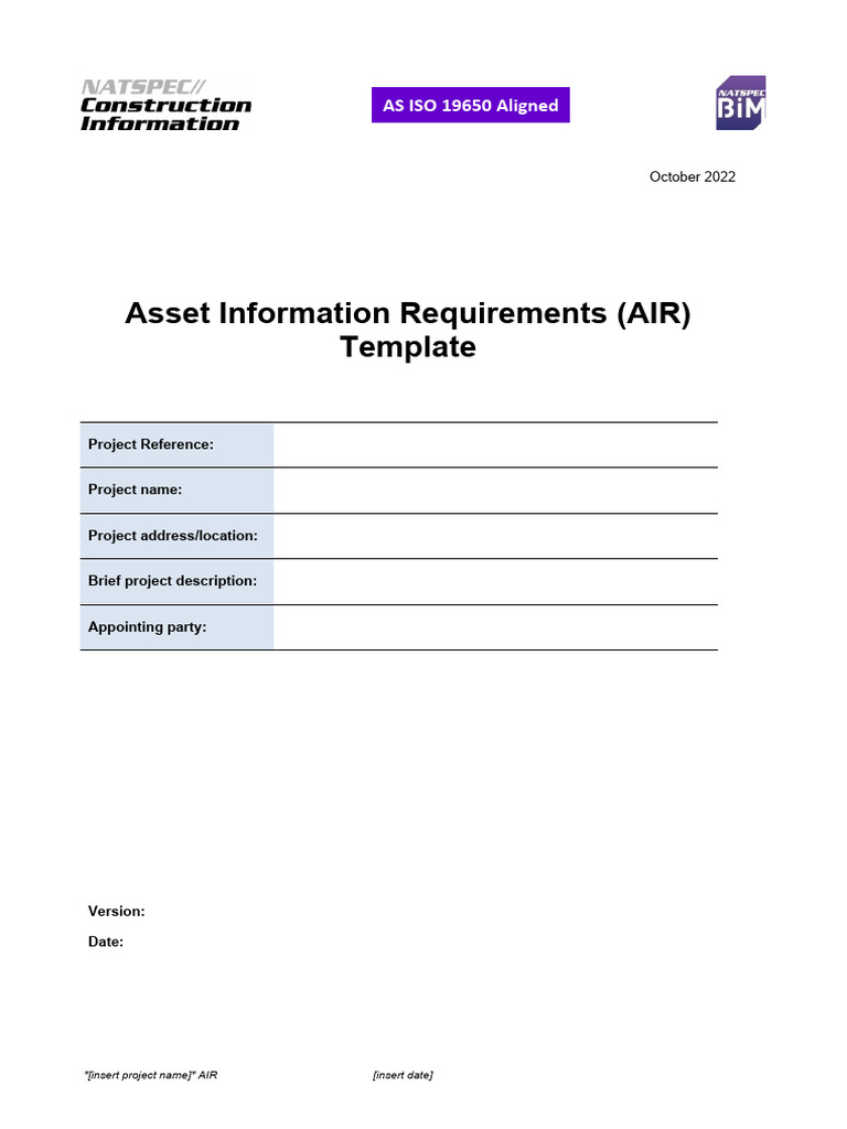 NATSPEC National BIM Guide AIR Template 22-10-20 | PDF | Business