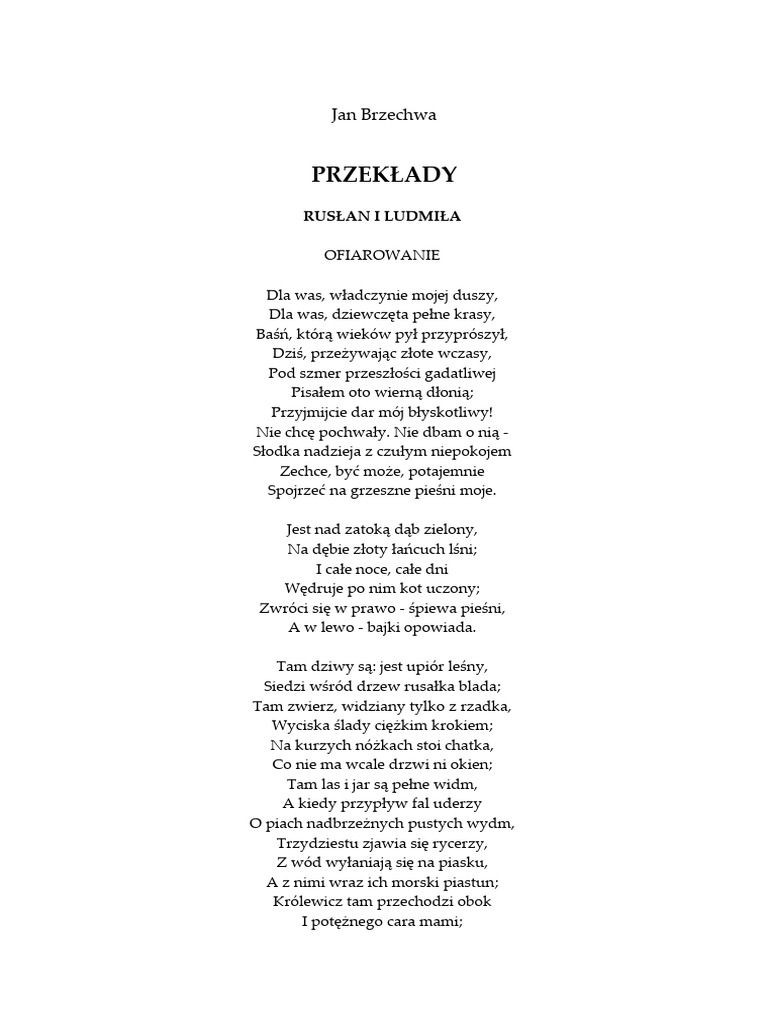 Puszkin Aleksander - Ruslan I Ludmil A | PDF