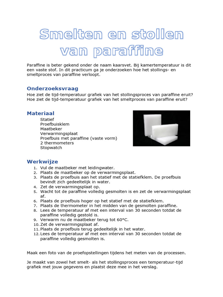 Smelten en Stollen Van Paraffine | PDF