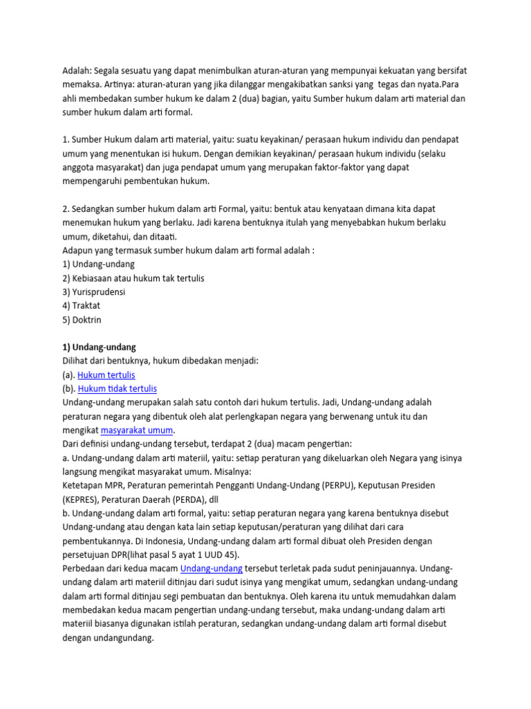 Sumber Hukum Formil Dan Materiil | PDF