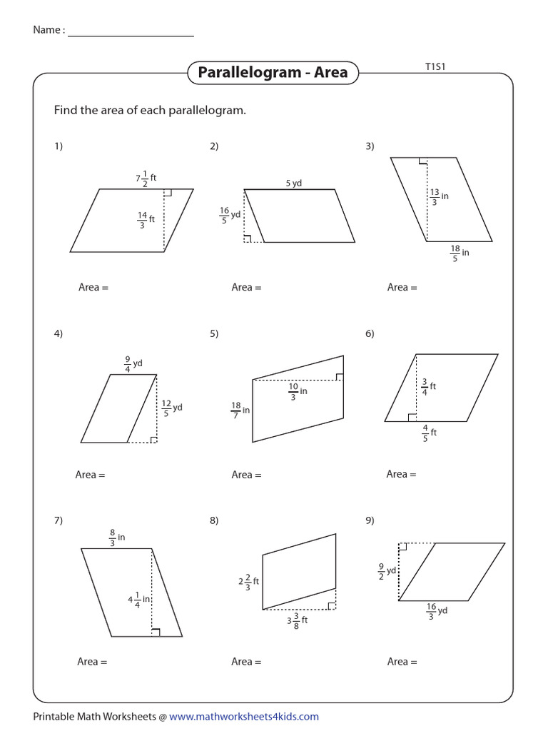 Area of Parallel Fractions-T1-1 | PDF