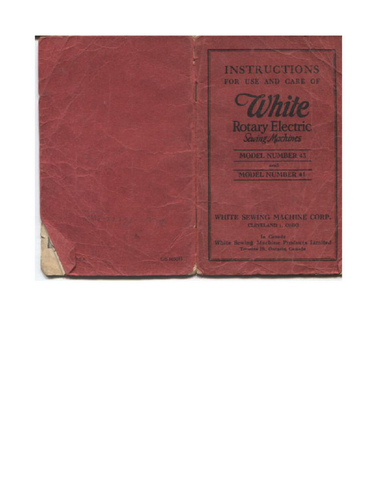 White Rotary 41/43 Sewing Machine Instruction Manual | PDF | Sewing ...