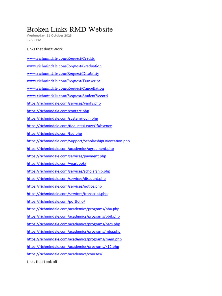 RMD Website Broken Links Report | PDF | Career & Growth