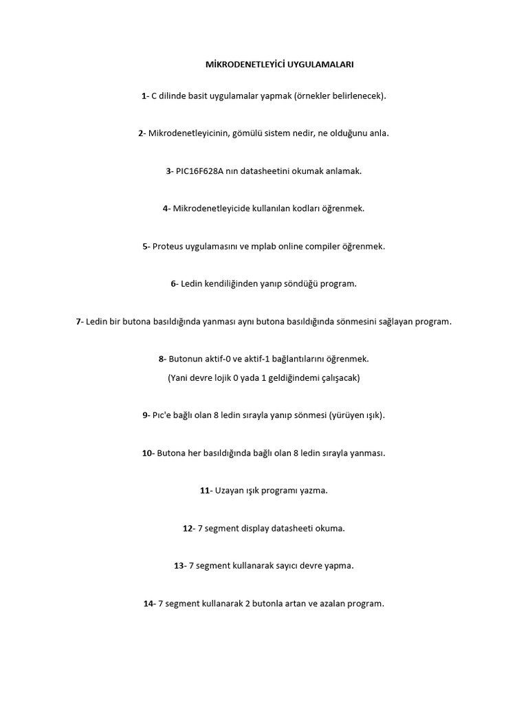 Mikrodenetleyiciler-Ders Içeriği | PDF