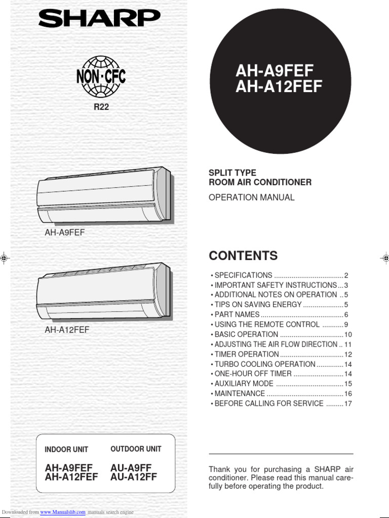 Aha9fef Operation Manual | PDF | Air Conditioning | Power Supply