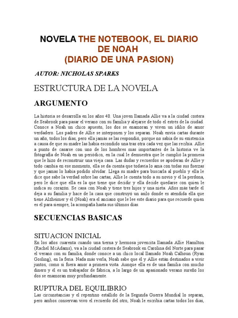 Novela The Notebook | PDF | Ocio