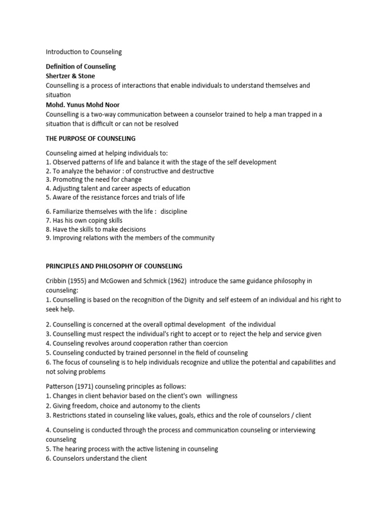 Introduction To Counseling | PDF
